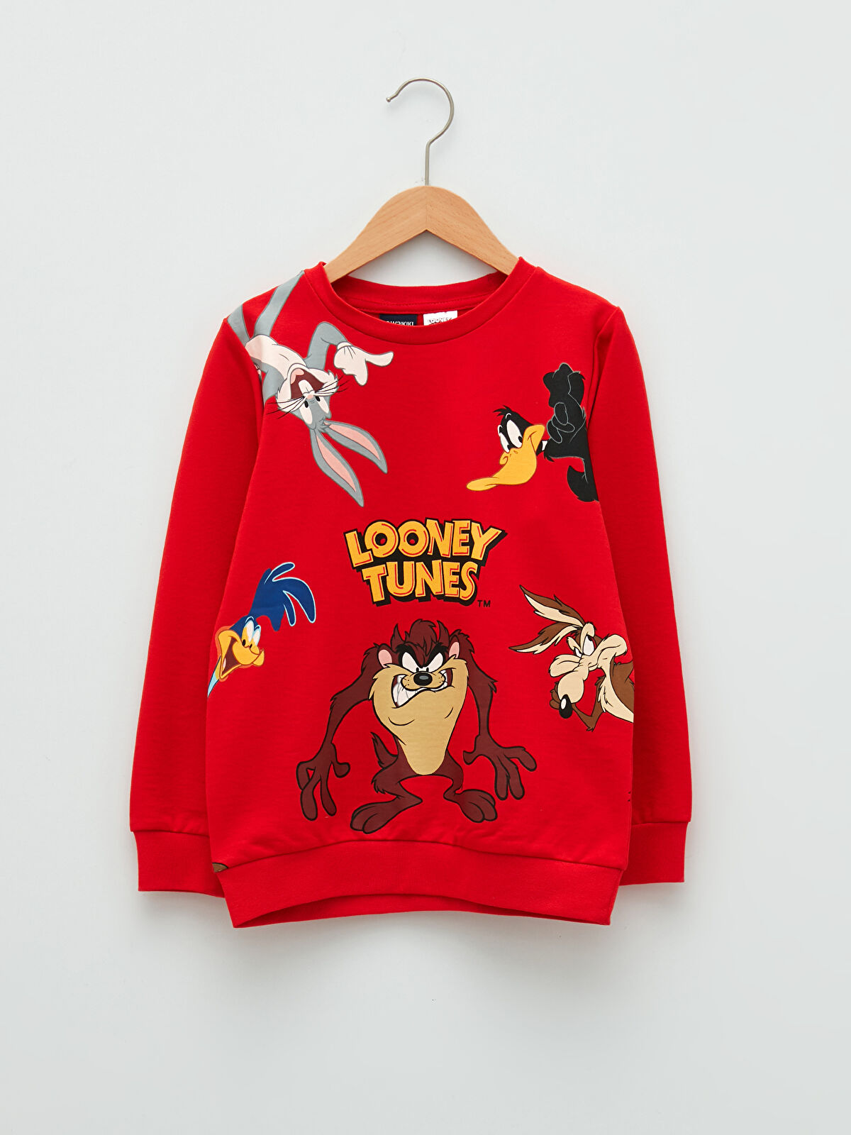 Bisiklet Yaka Looney Tunes Baskılı Uzun Kollu Erkek Çocuk Sweatshirt