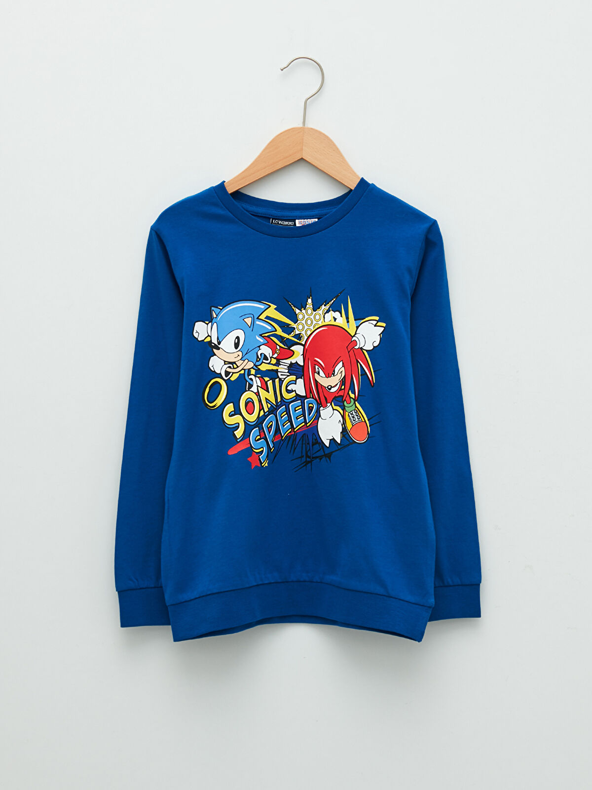 Bisiklet Yaka Sonic Baskılı Uzun Kollu Erkek Çocuk Sweatshirt