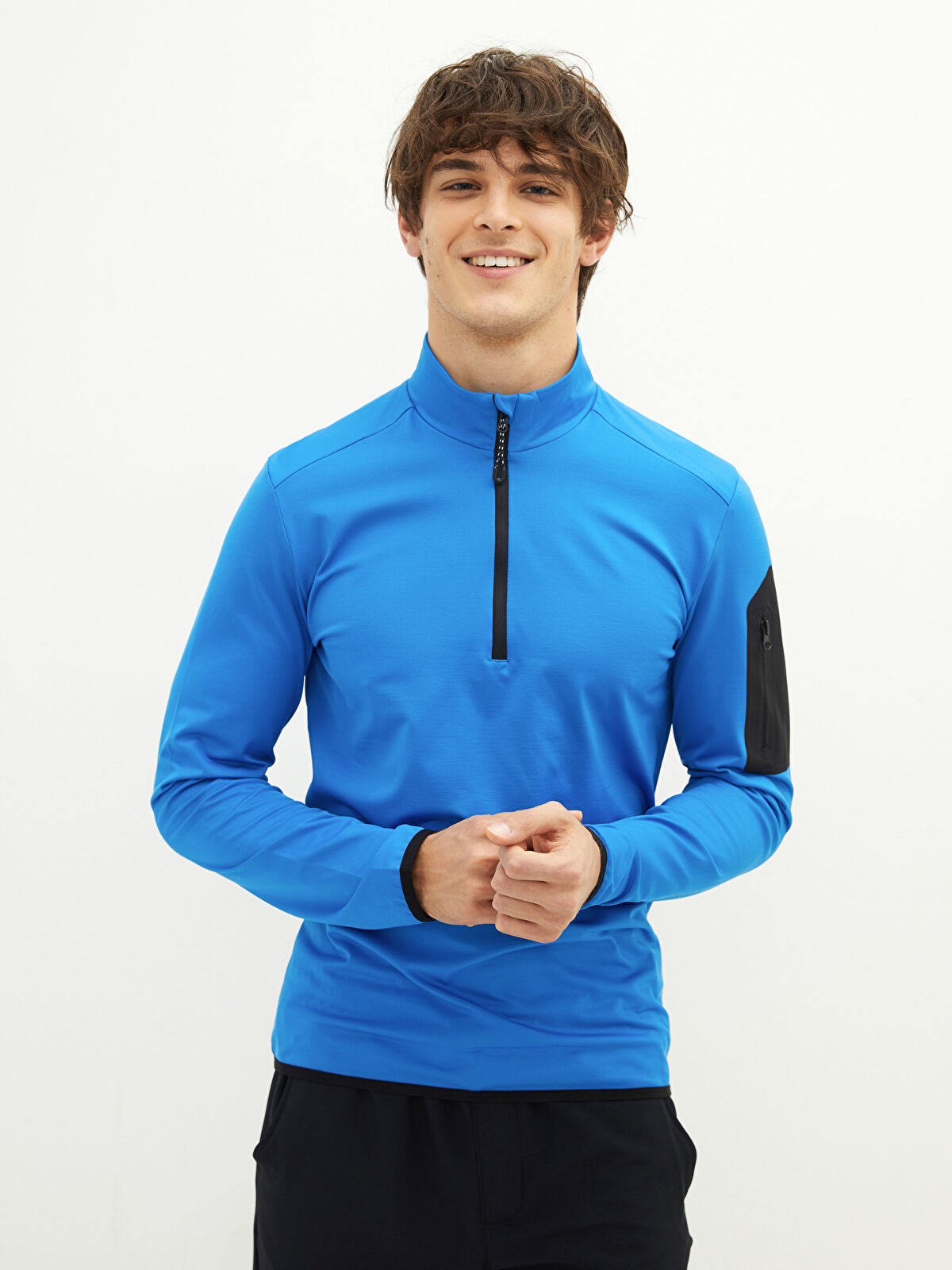 Outdoor Slim Fit Dik Yaka Uzun Kollu Erkek Sweatshirt