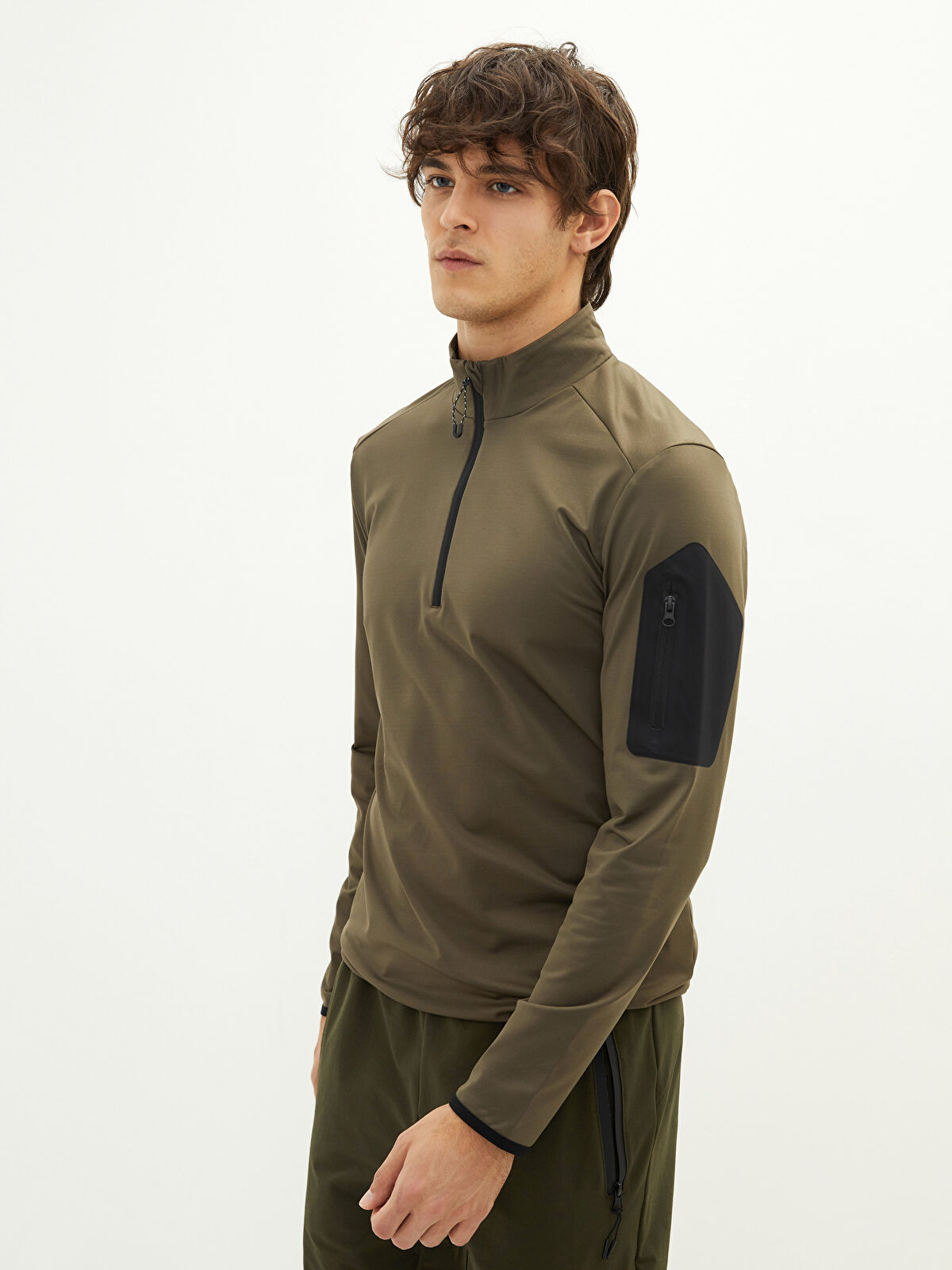 Outdoor Slim Fit Dik Yaka Uzun Kollu Erkek Sweatshirt