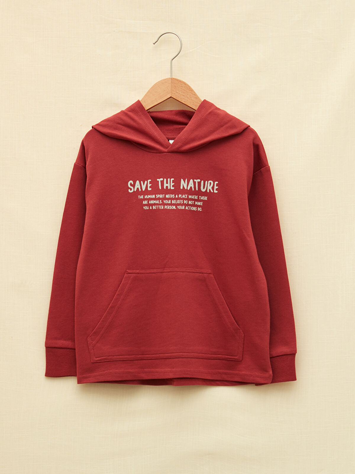 LCW GREEN Kapüşonlu Baskılı Uzun Kollu Pamuklu Erkek Çocuk Sweatshirt