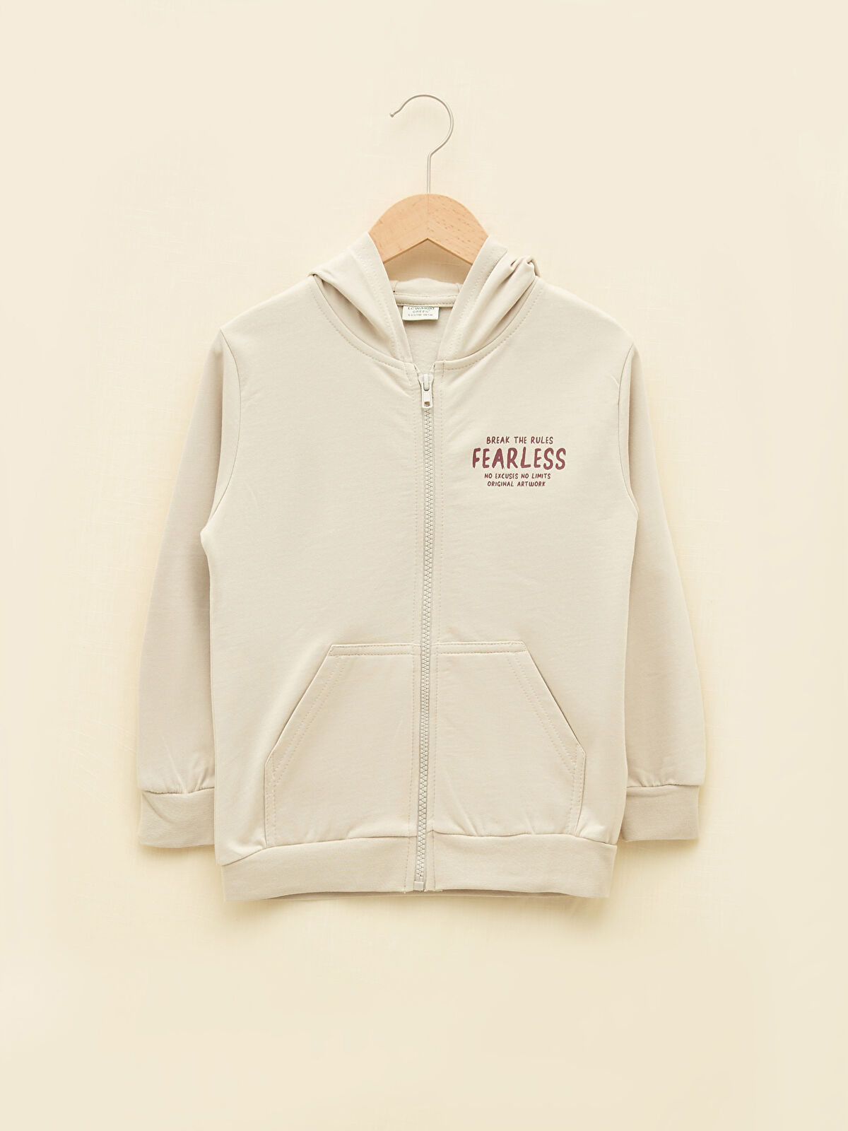 LCW GREEN Kapüşonlu Baskılı Uzun Kollu Erkek Çocuk Fermuarlı Sweatshirt