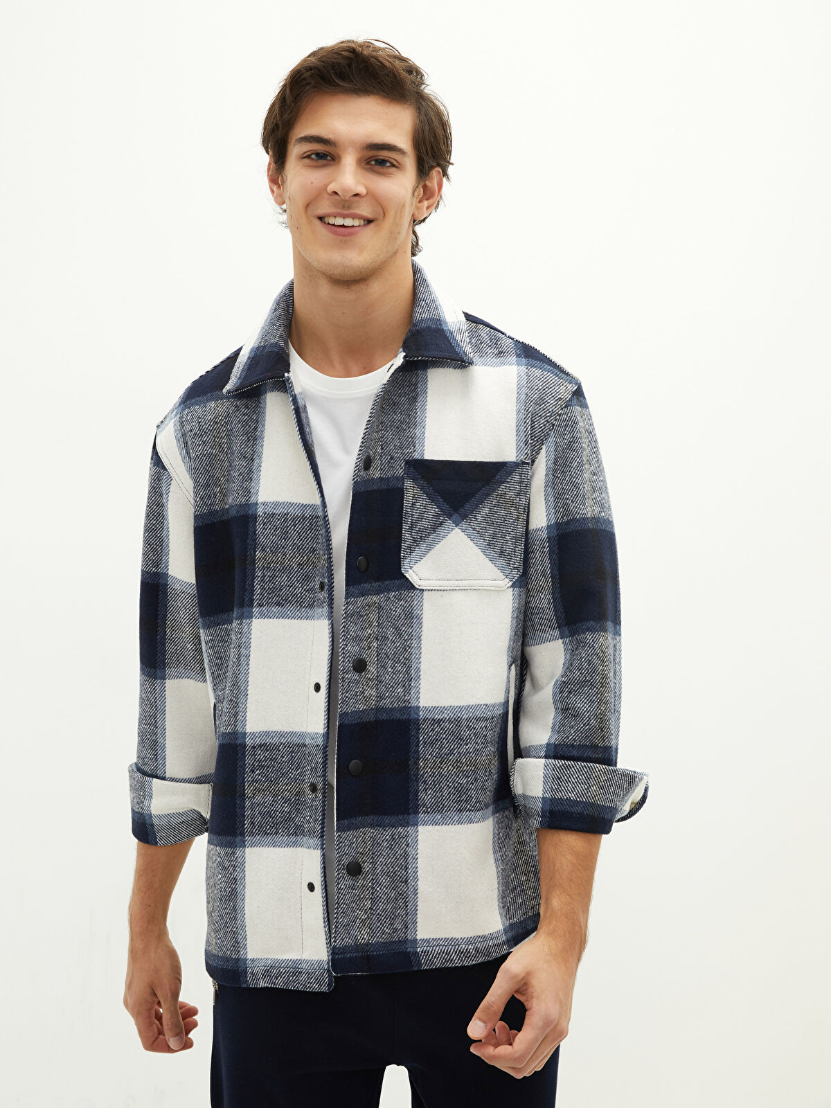 LCW CASUAL Rahat Kalıp Gömlek Yaka Ekose İnce Erkek Mont