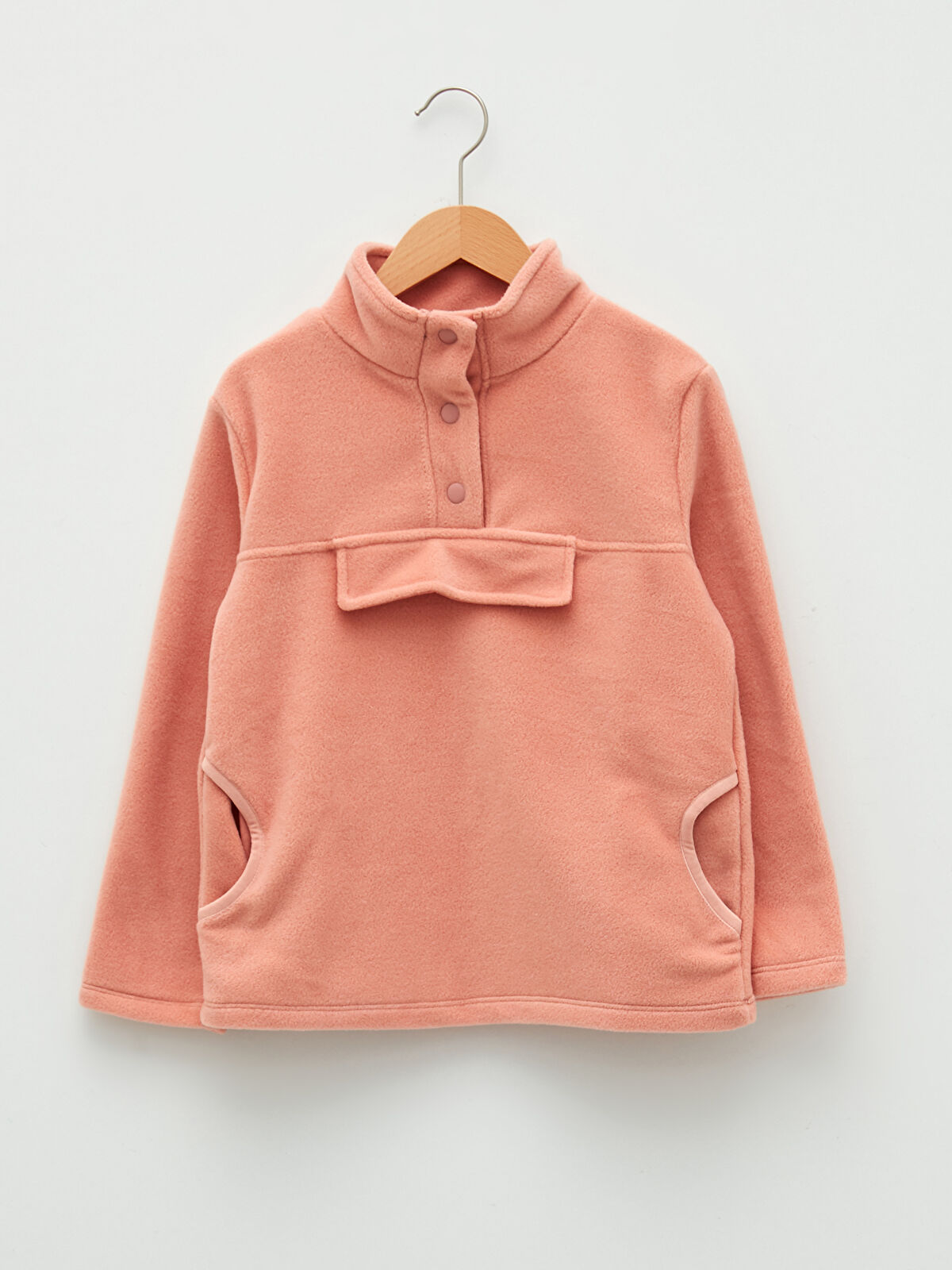 Dik Yaka Basic Uzun Kollu Polar Kız Çocuk Sweatshirt