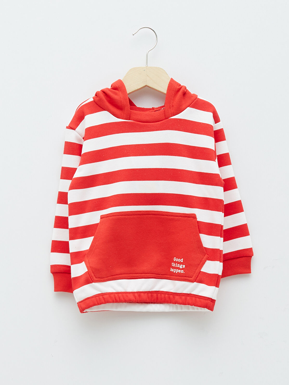 Kapüşonlu Uzun Kollu Çizgili Pamuklu Erkek Bebek Sweatshirt