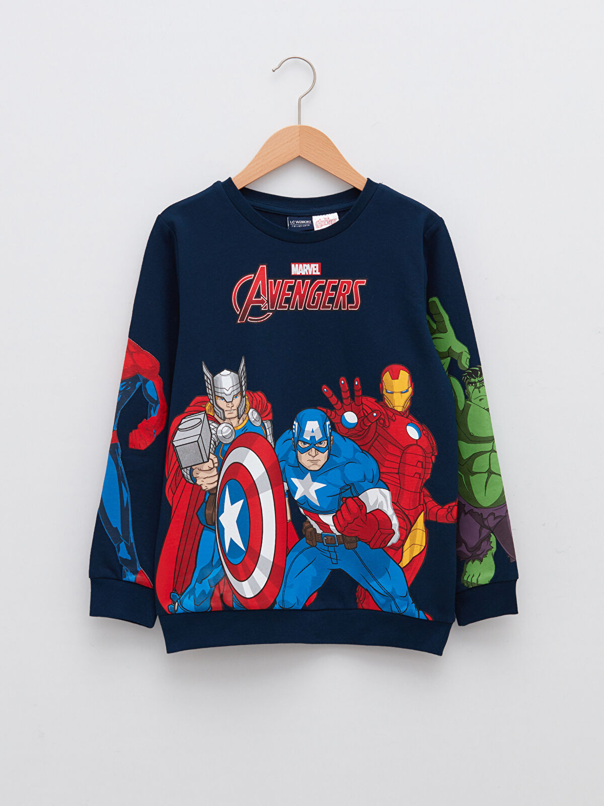 Bisiklet Yaka Avengers Baskılı Uzun Kollu Erkek Çocuk Sweatshirt