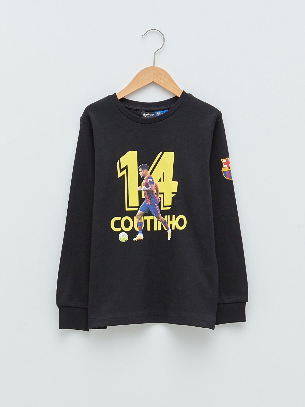 Bisiklet Yaka Barcelona Baskılı Uzun Kollu Erkek Çocuk Sweatshirt