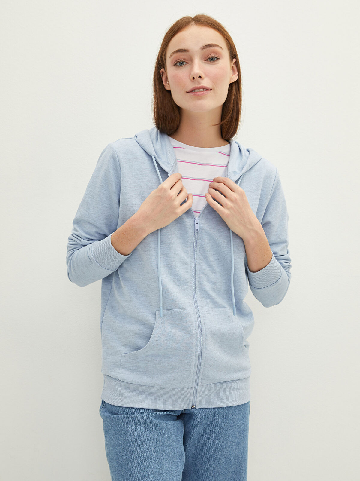 LCW BASIC Kapüşon Yaka Düz Uzun Kollu Kadın Hırka