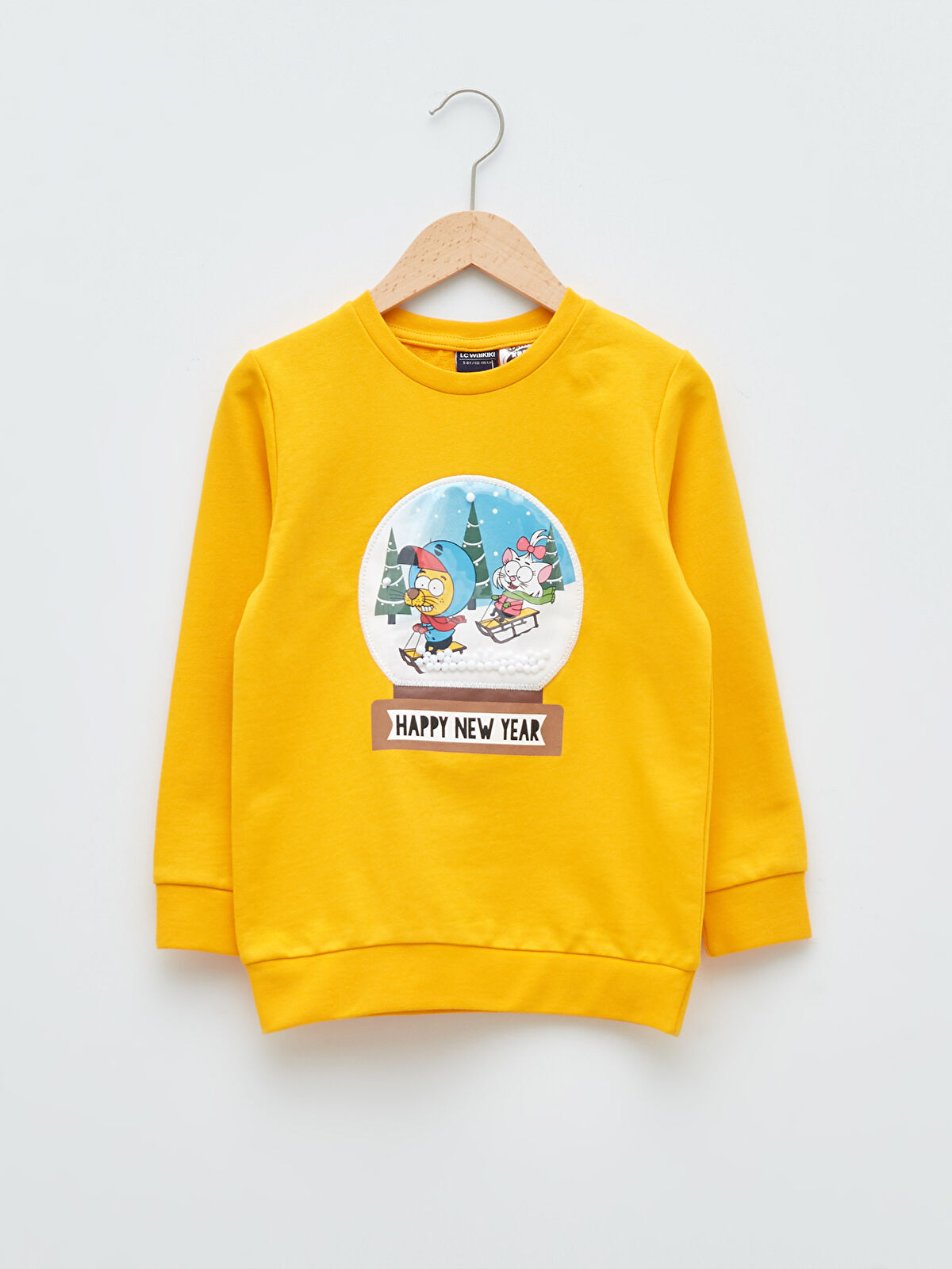 Bisiklet Yaka Yılbaşı Temalı Kral Şakir Baskılı Uzun Kollu Erkek Çocuk Sweatshirt