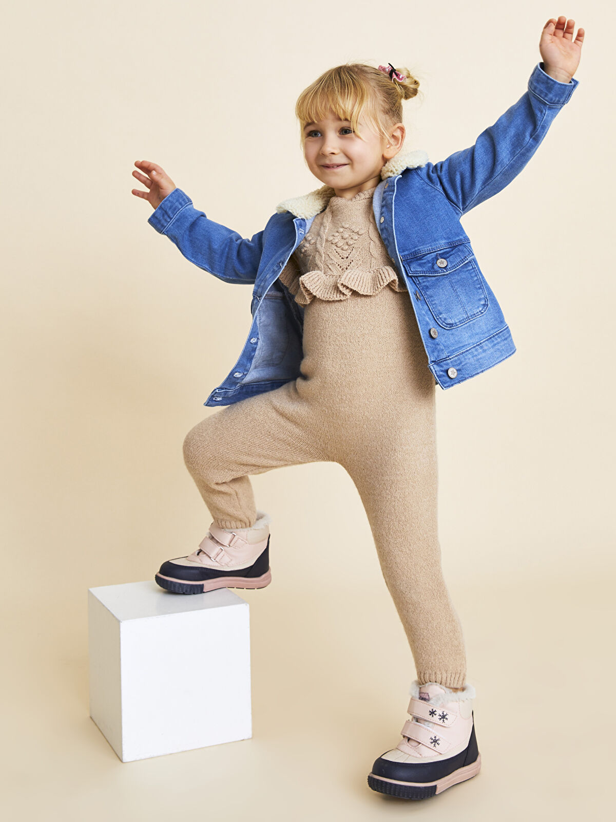 Uzun Kollu Basic Kız Bebek Jean Ceket