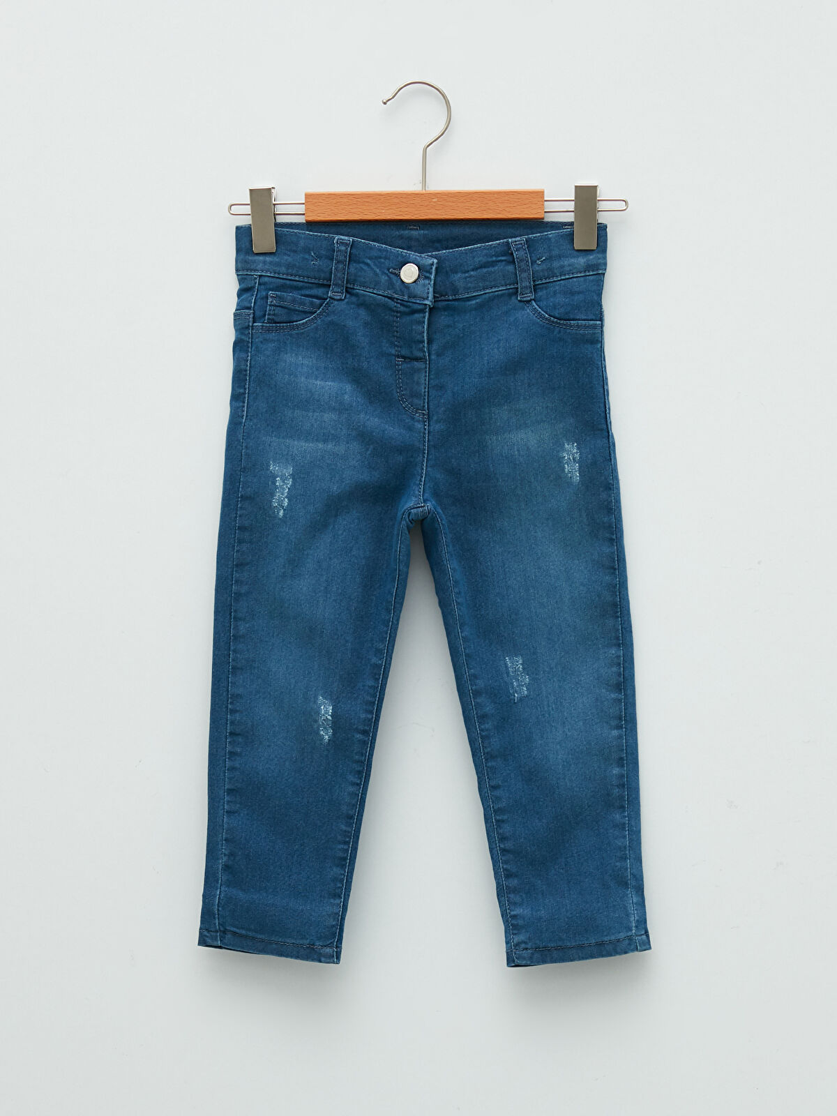 Basic Slim Fit Astarlı Beli Lastikli Kız Bebek Jean Pantolon Basic Slim Fit Astarlı Beli Lastikli Kız Bebek Jean Pantolon