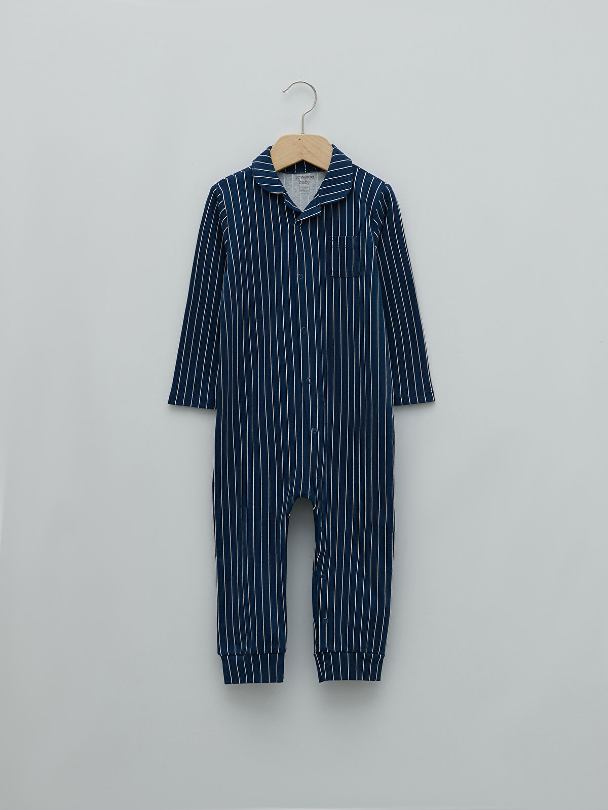 Polo Yaka Uzun Kollu Çizgili Erkek Bebek Tulum