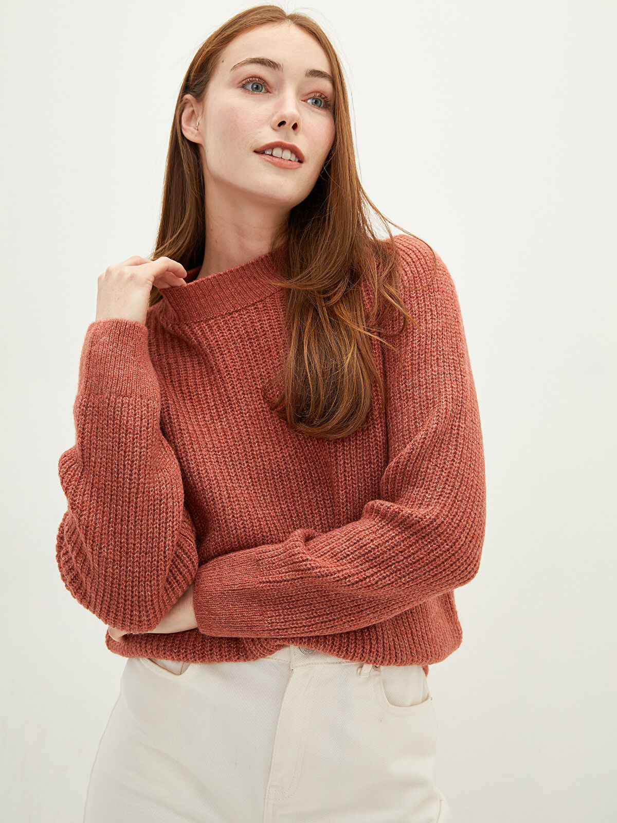 LCW BASIC Yarım Balıkçı Düz Uzun Kollu Kadın Triko Kazak