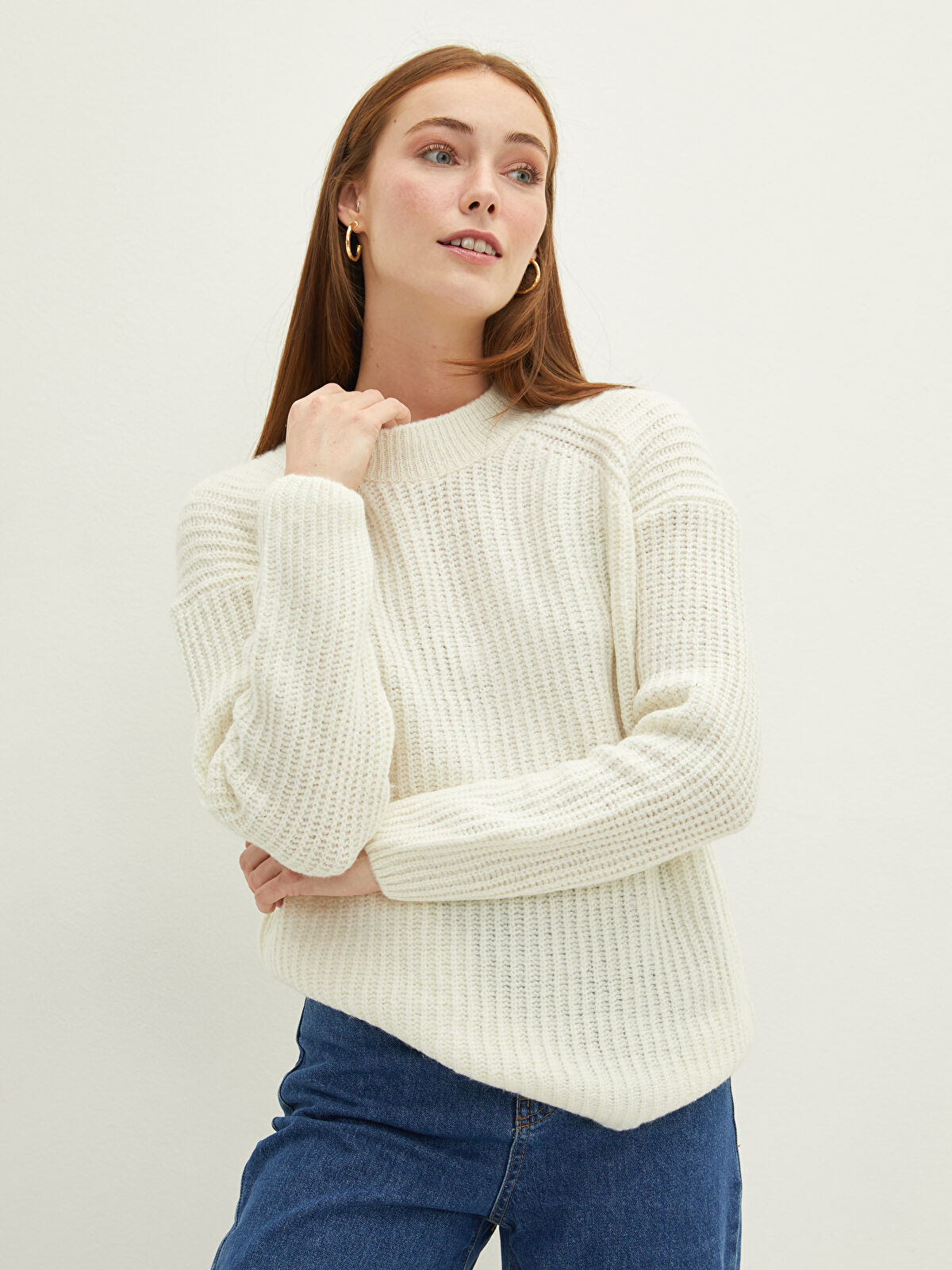 LCW BASIC Yarım Balıkçı Yaka Düz Uzun Kollu Kadın Triko Kazak