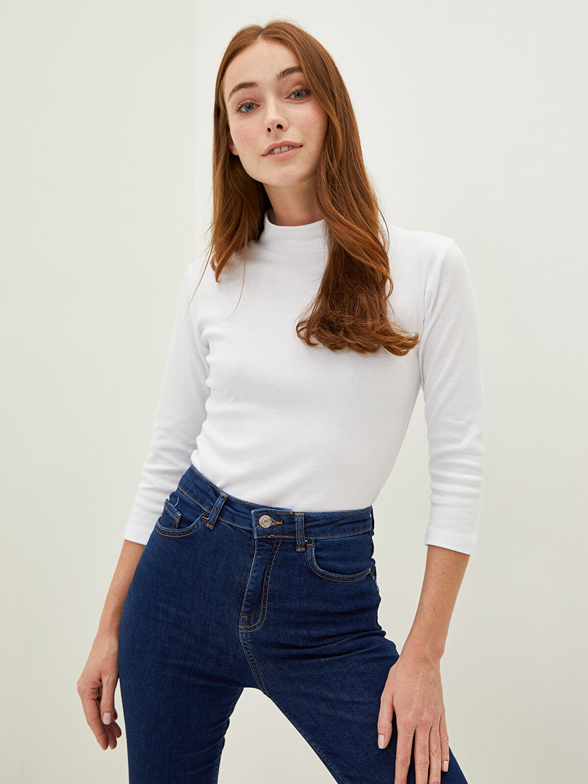 LCW BASIC Yarım Balıkçı Yaka Düz Ribana Kumaş Kadın Tişört LCW BASIC Yarım Balıkçı Yaka Düz Ribana Kumaş Kadın Tişört