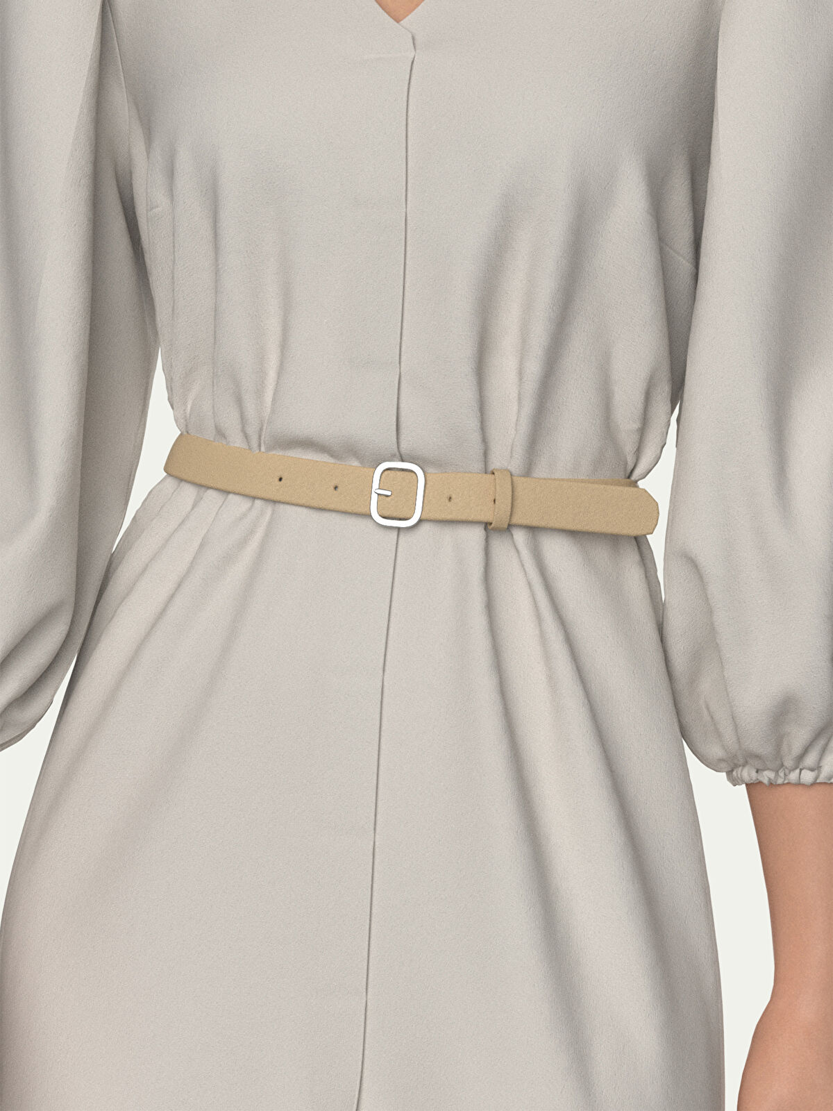 Deri Görünümlü İnce Kadın Kemer 2'li