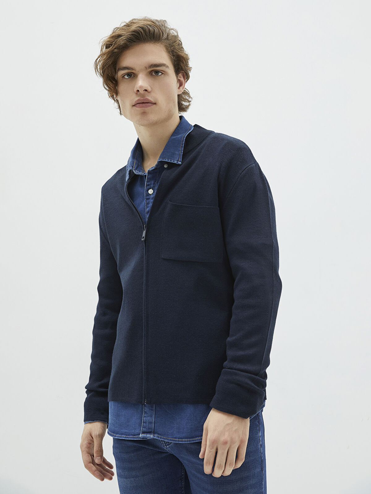 LCW CASUAL Slim Fit Dik Yaka İnce Triko Hırka