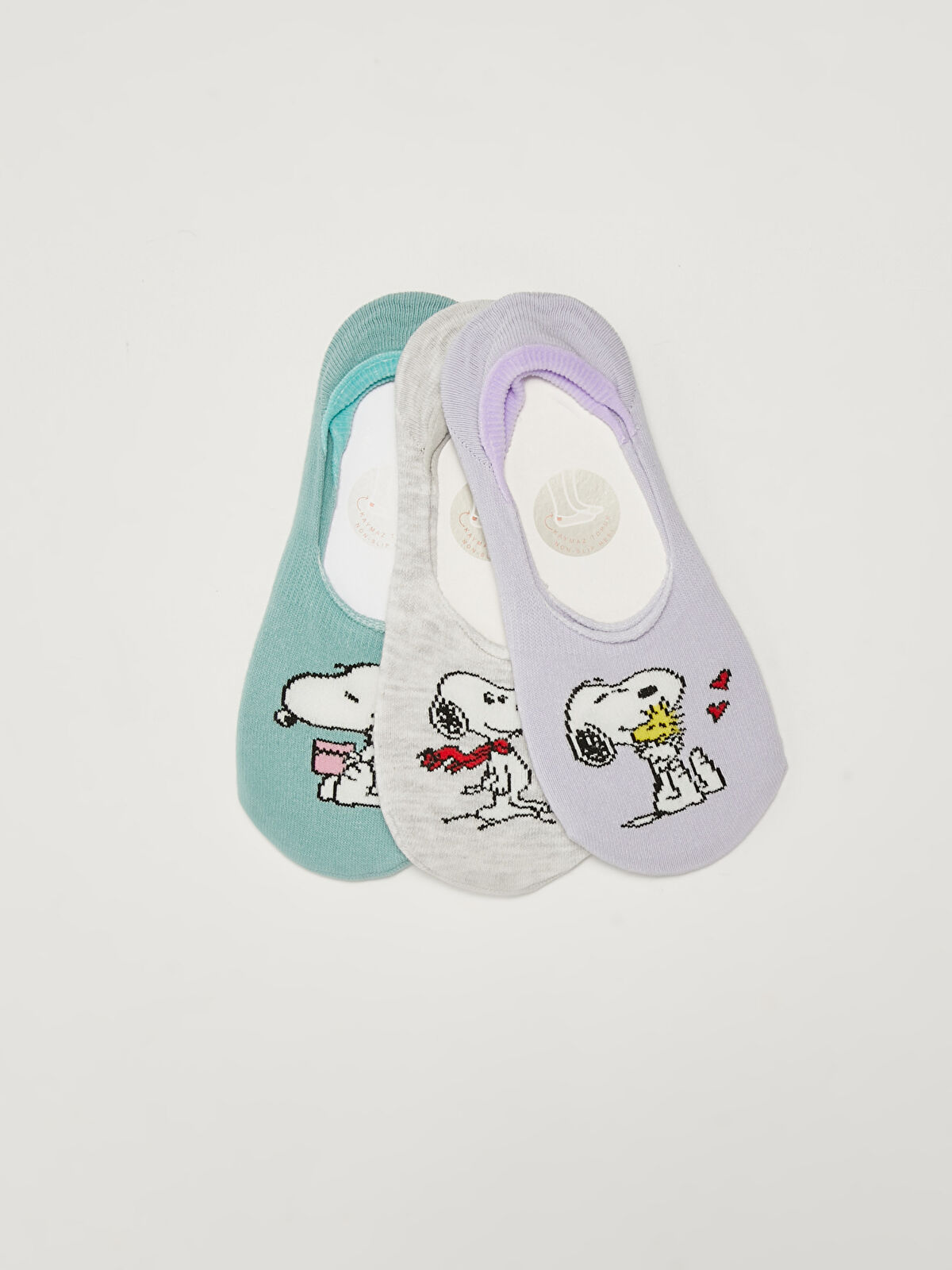 LCW DREAM Snoopy Baskılı Kaymaz Topuk Kadın Babet Çorap 3'lü Paket LCW DREAM Snoopy Baskılı Kaymaz Topuk Kadın Babet Çorap 3'lü Paket