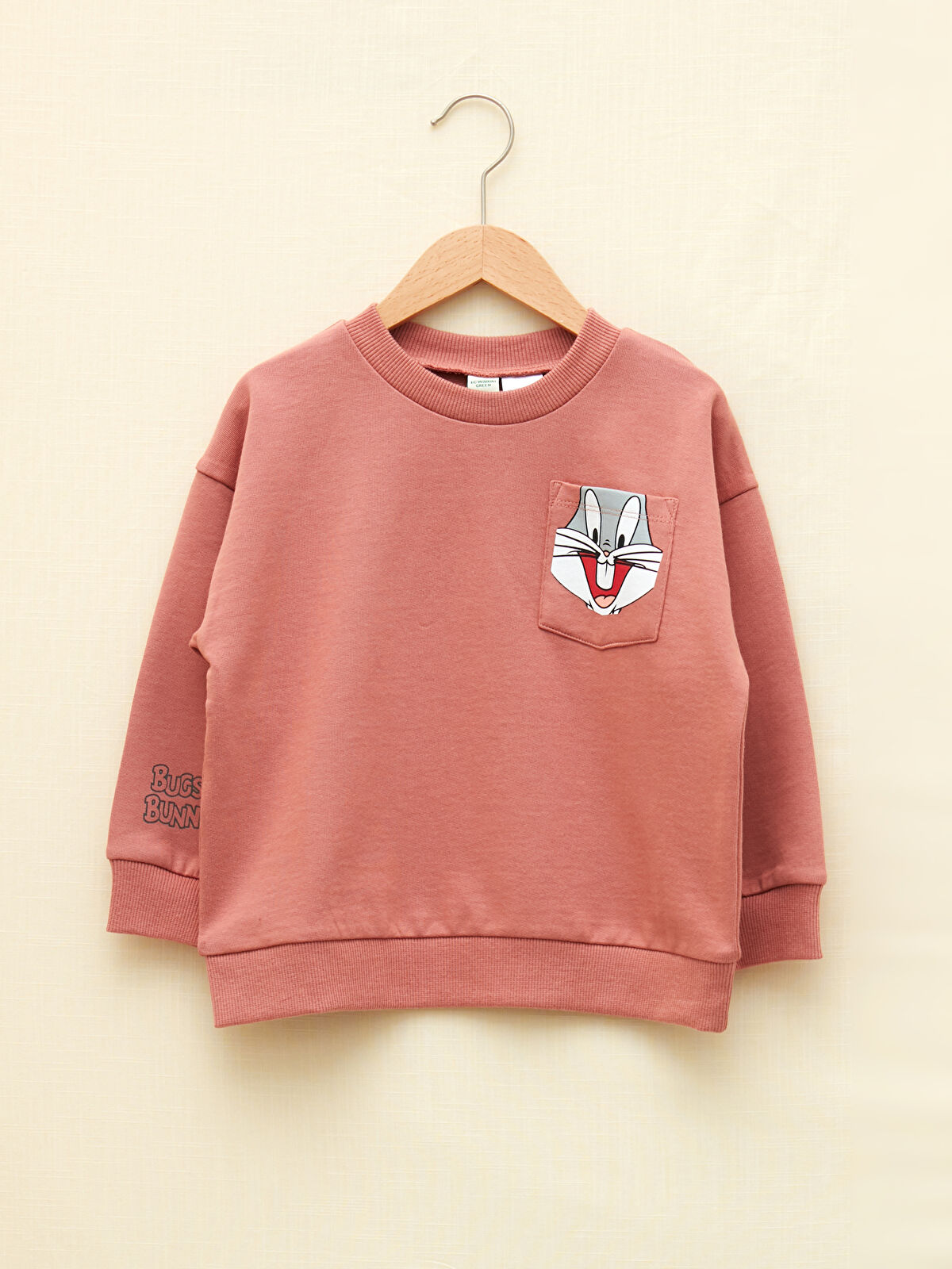 LCW GREEN Bisiklet Yaka Uzun Kollu Bugs Bunny Baskılı Organik Pamuklu Erkek Bebek Sweatshirt