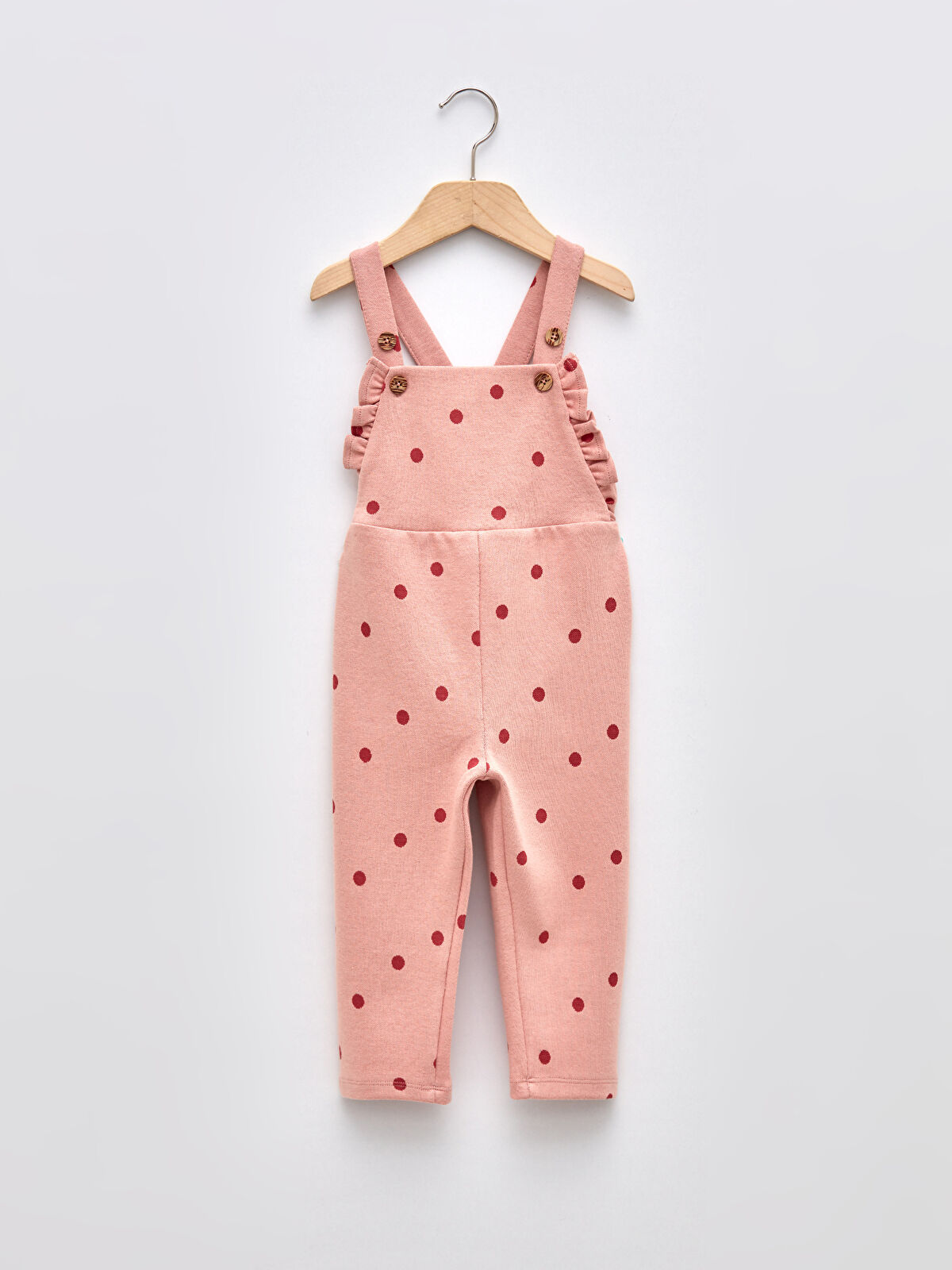 Kare Yaka Puantiyeli Askılı Kız Bebek Salopet