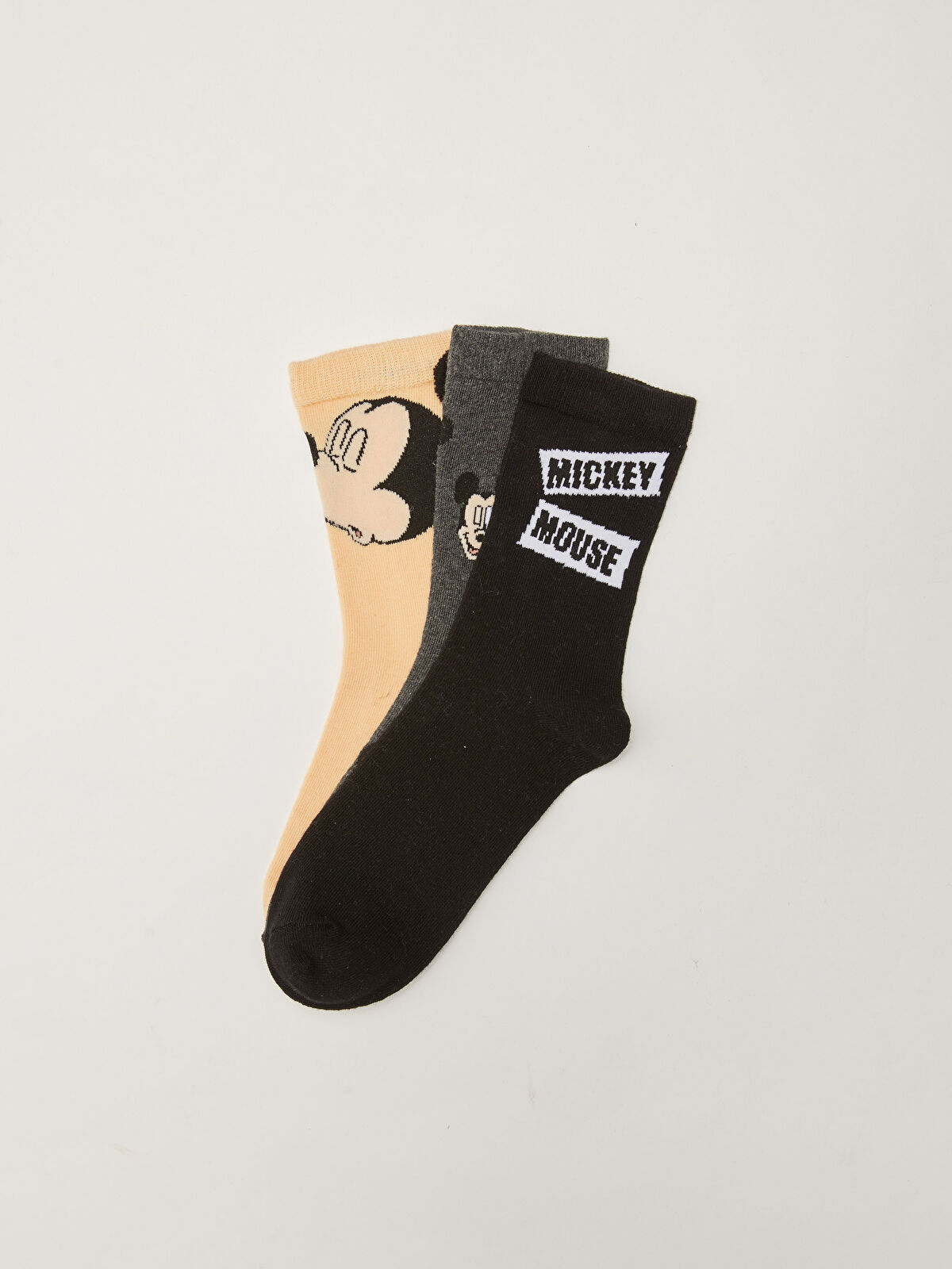 LCW DREAM Mickey Mouse Baskılı Kadın Soket Çorap 3'lü Paket