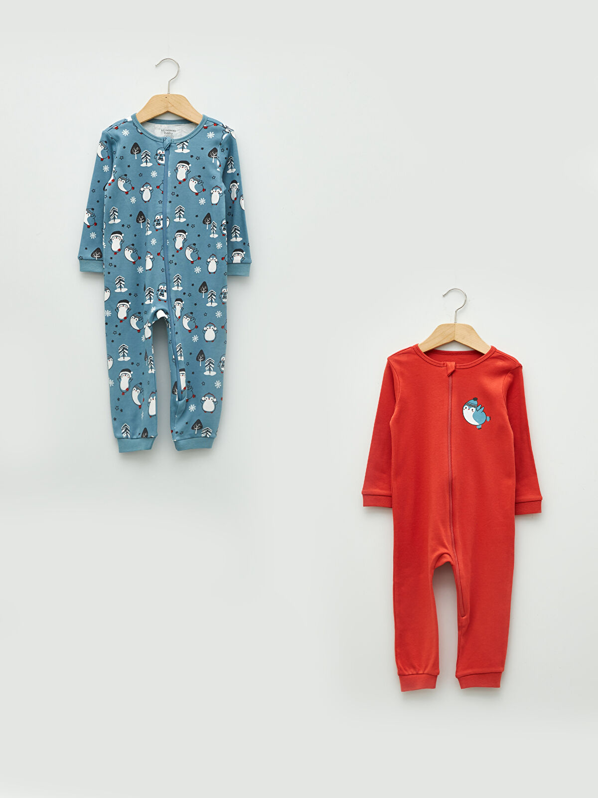 Bisiklet Yaka Uzun Kollu Baskılı Erkek Bebek Fermuarlı Tulum 2'li