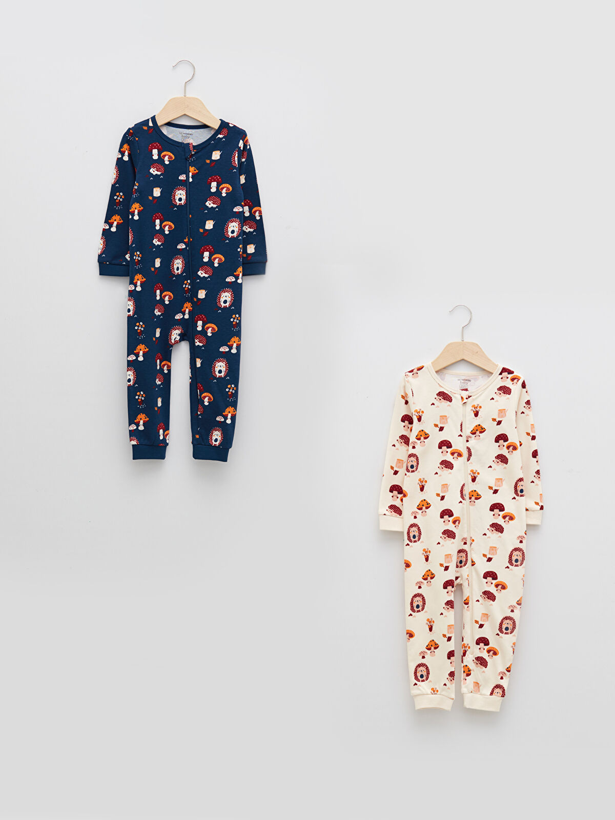 Bisiklet Yaka Uzun Kollu Pamuklu Erkek Bebek Fermuarlı Tulum 2'li