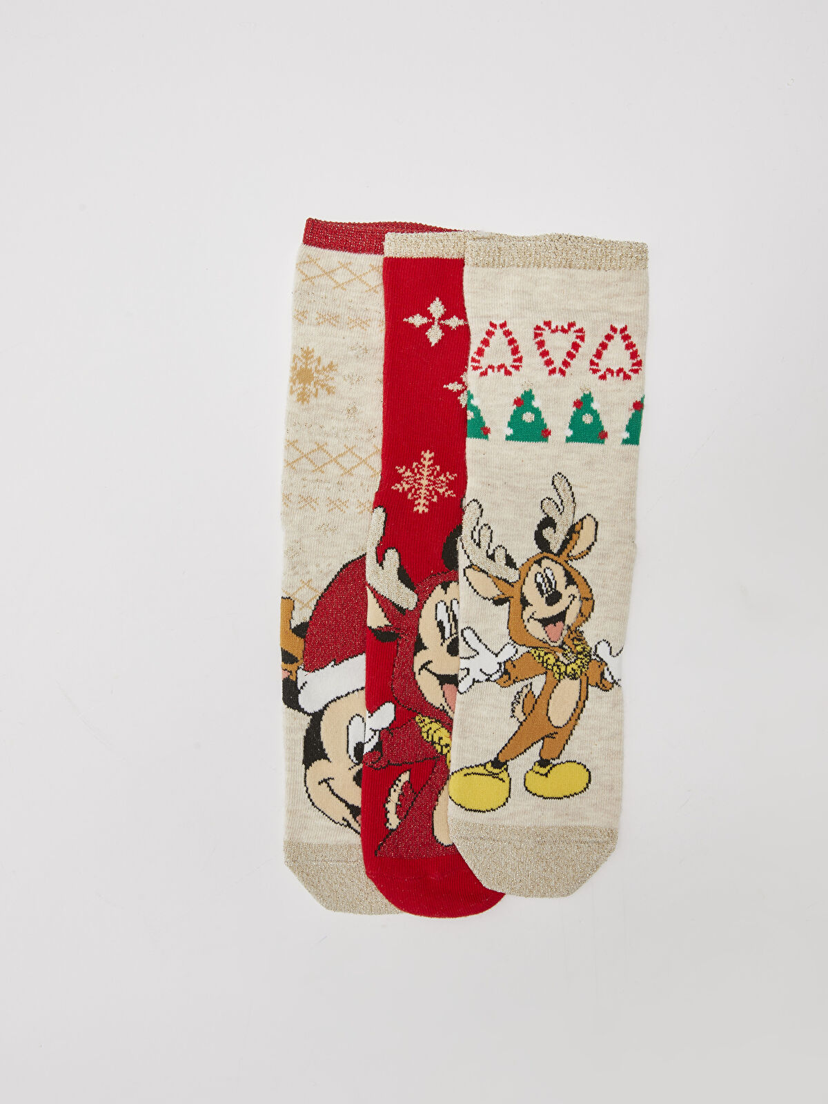 LCW DREAM Mickey Mouse Baskılı Kadın Soket Çorap 3'lü Paket