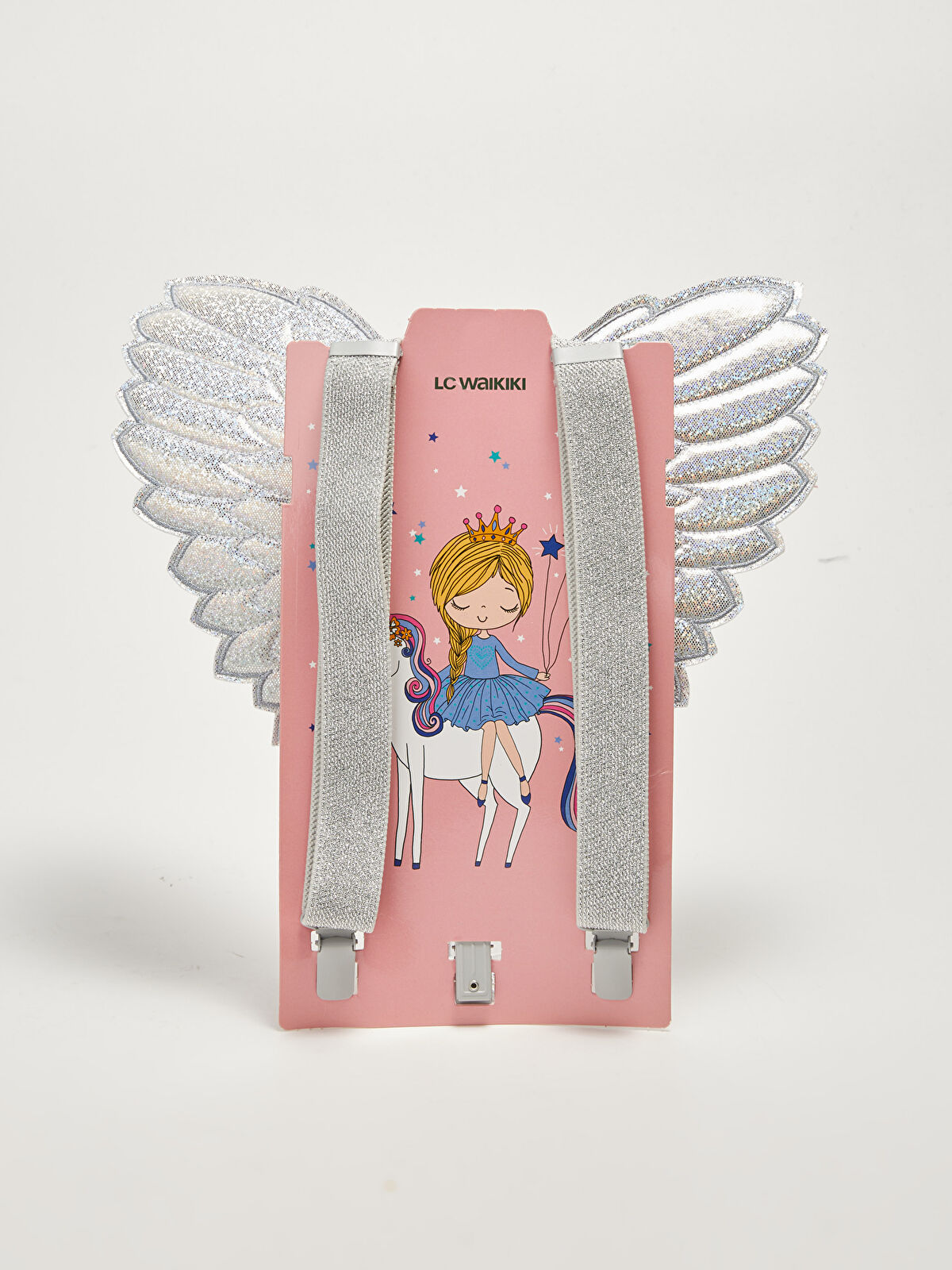 Kız Çocuk Kanat Detaylı Simli Pantolon Askısı