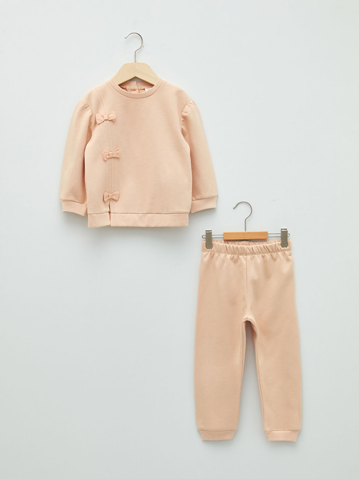Bisiklet Yaka Uzun Kollu Kız Bebek Sweatshirt ve Jogger Pantolon 2'li Takım