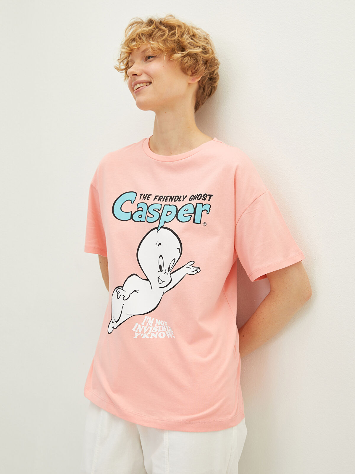 LCW CASUAL Bisiklet Yaka Casper Baskılı Kısa Kollu Pamuklu Kadın Tişört