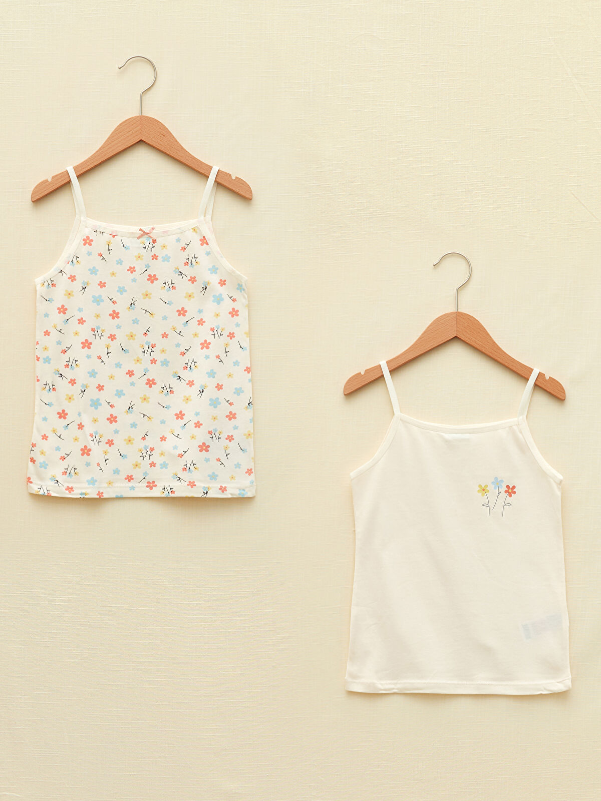 LCW GREEN Kare Yaka Baskılı Askılı Organik Pamuklu Kız Çocuk Atlet 2'li