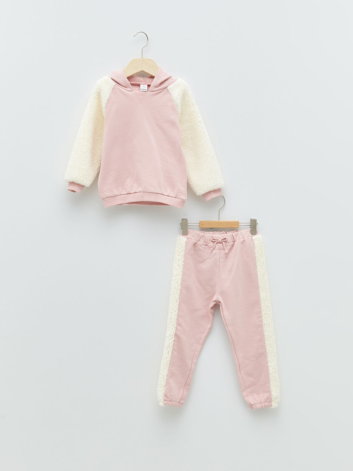 Kapüşonlu Uzun Kollu Basic Kız Bebek Sweatshirt ve Jogger Pantolon 2'li Takım