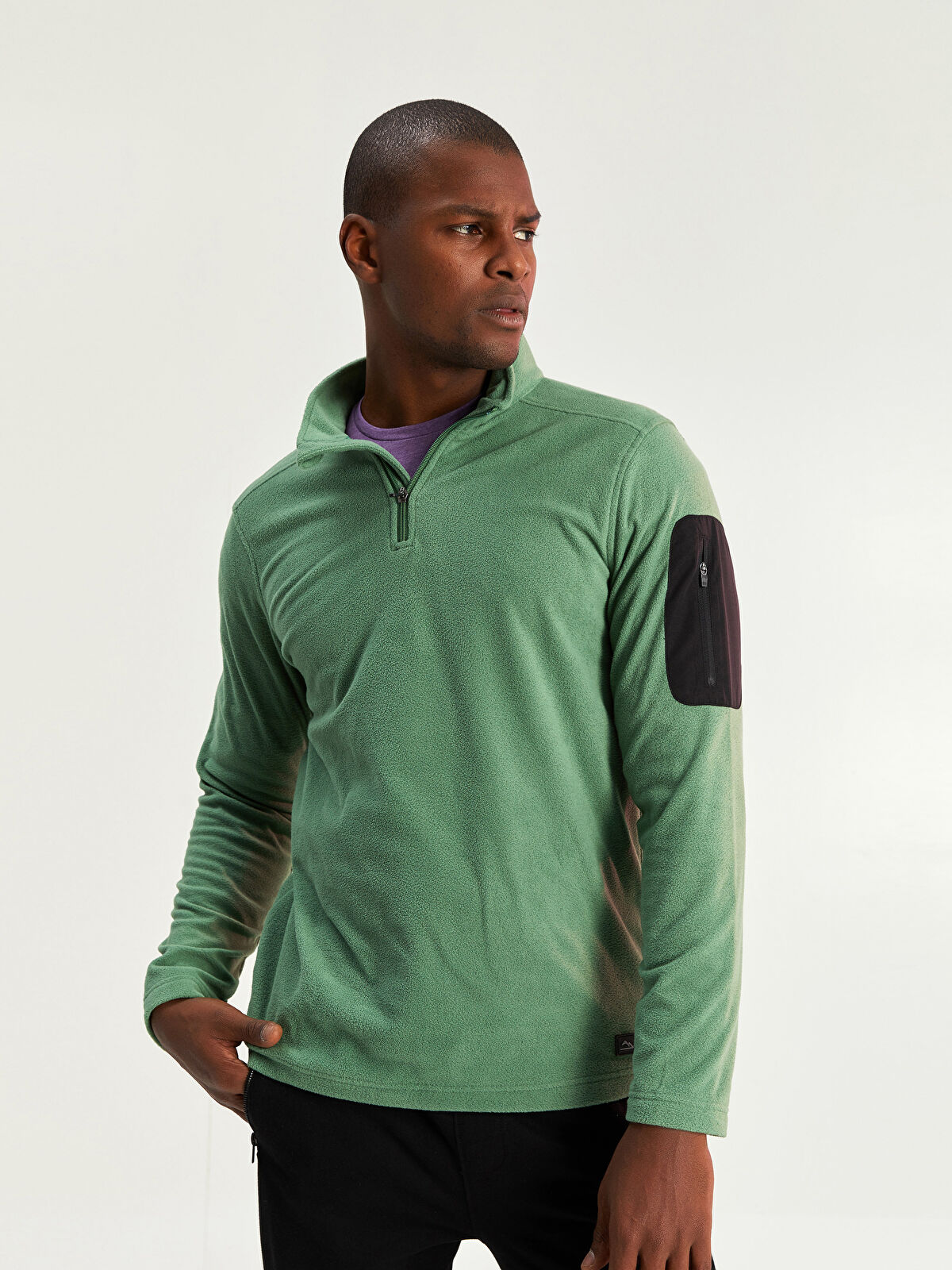 Dik Yaka Uzun Kollu Polar Erkek Sweatshirt