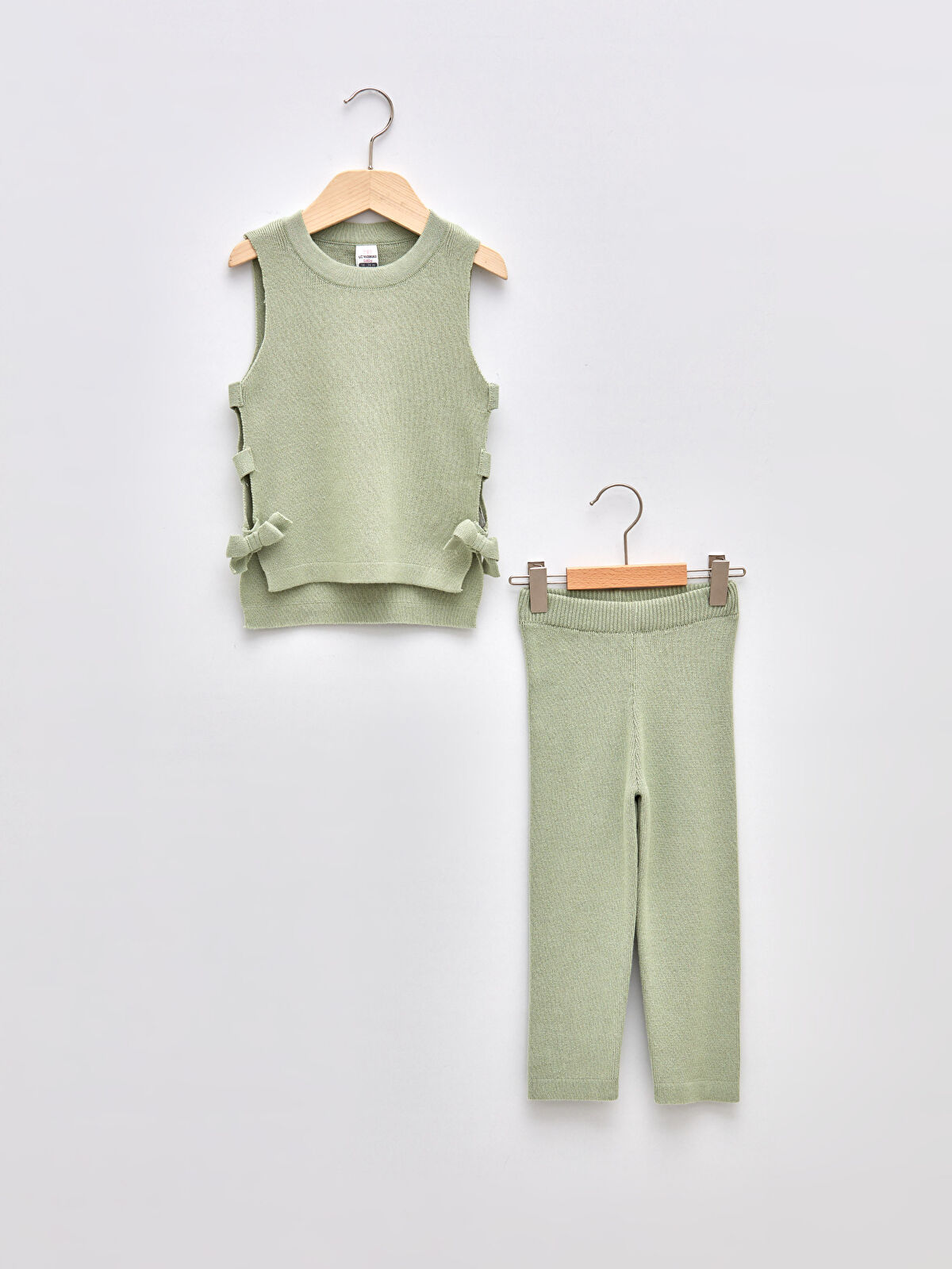 Bisiklet Yaka Basic Kız Bebek İnce Triko Süveter ve Tayt 2'li Takım