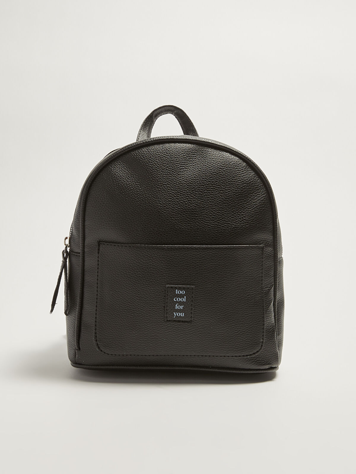 Kız Çocuk Deri Görünümlü Etiket Baskılı Sırt Çantası