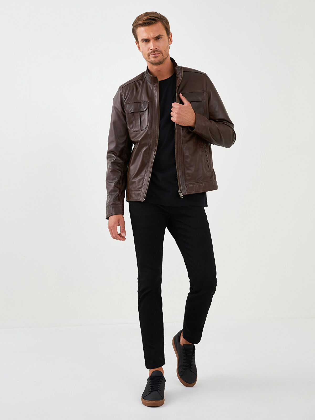 LCW CLASSIC Standart Kalıp Dik Yaka Erkek Deri Mont LCW CLASSIC Standart Kalıp Dik Yaka Erkek Deri Mont