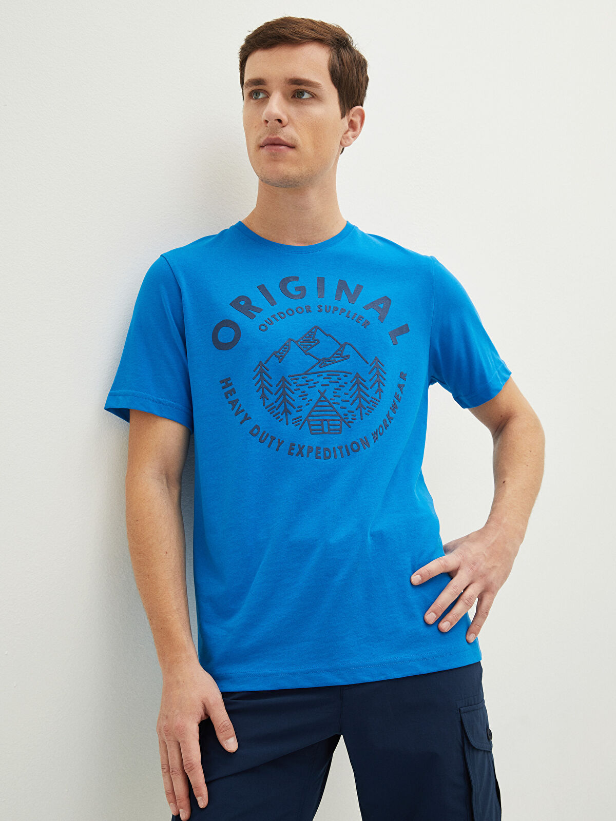 Outdoor Bisiklet Yaka Kısa Kollu Baskılı Erkek Tişört