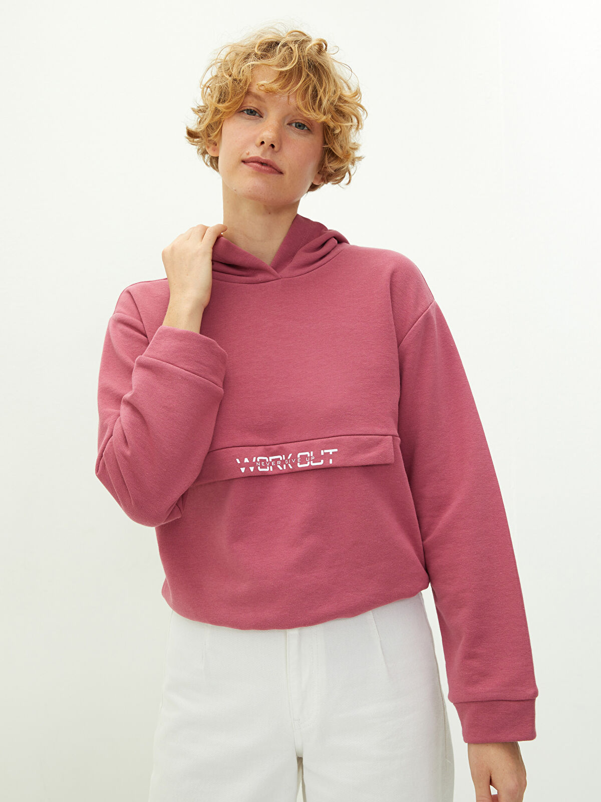 Kapüşon Yaka Baskılı Uzun Kollu Kadın Sweatshirt Anne Kız Kombini