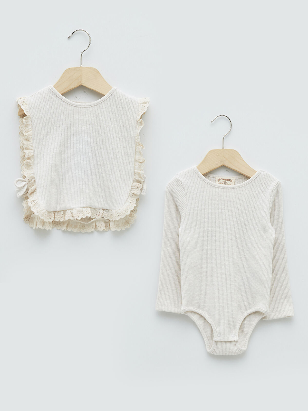 Bisiklet Yaka Uzun Kollu Kız Bebek Çıtçıtlı Body ve Süveter 2'li Takım