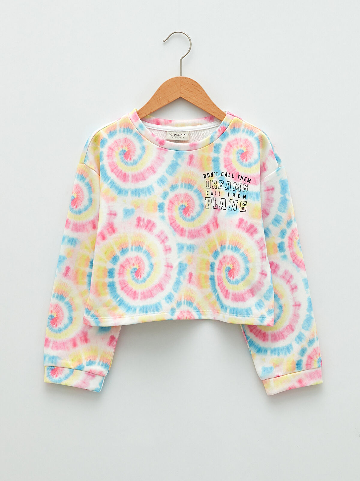 Bisiklet Yaka Batik Desenli Uzun Kollu Kız Çocuk Sweatshirt