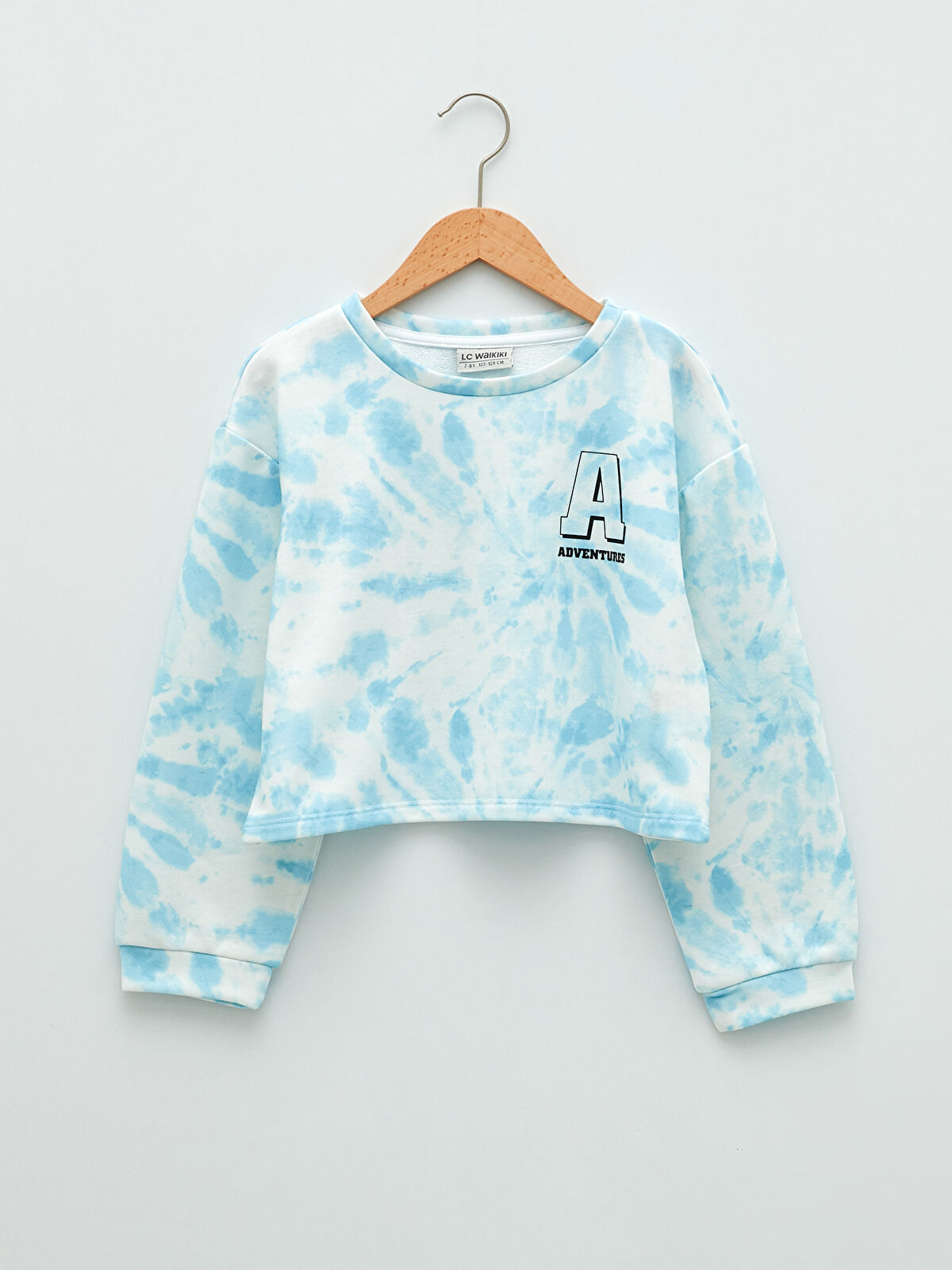 Bisiklet Yaka Batik Desenli Uzun Kollu Kız Çocuk Sweatshirt