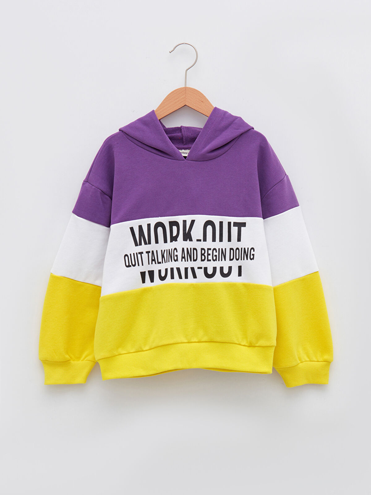 Kapüşonlu Renk Bloklu Uzun Kollu Kız Çocuk Sweatshirt
