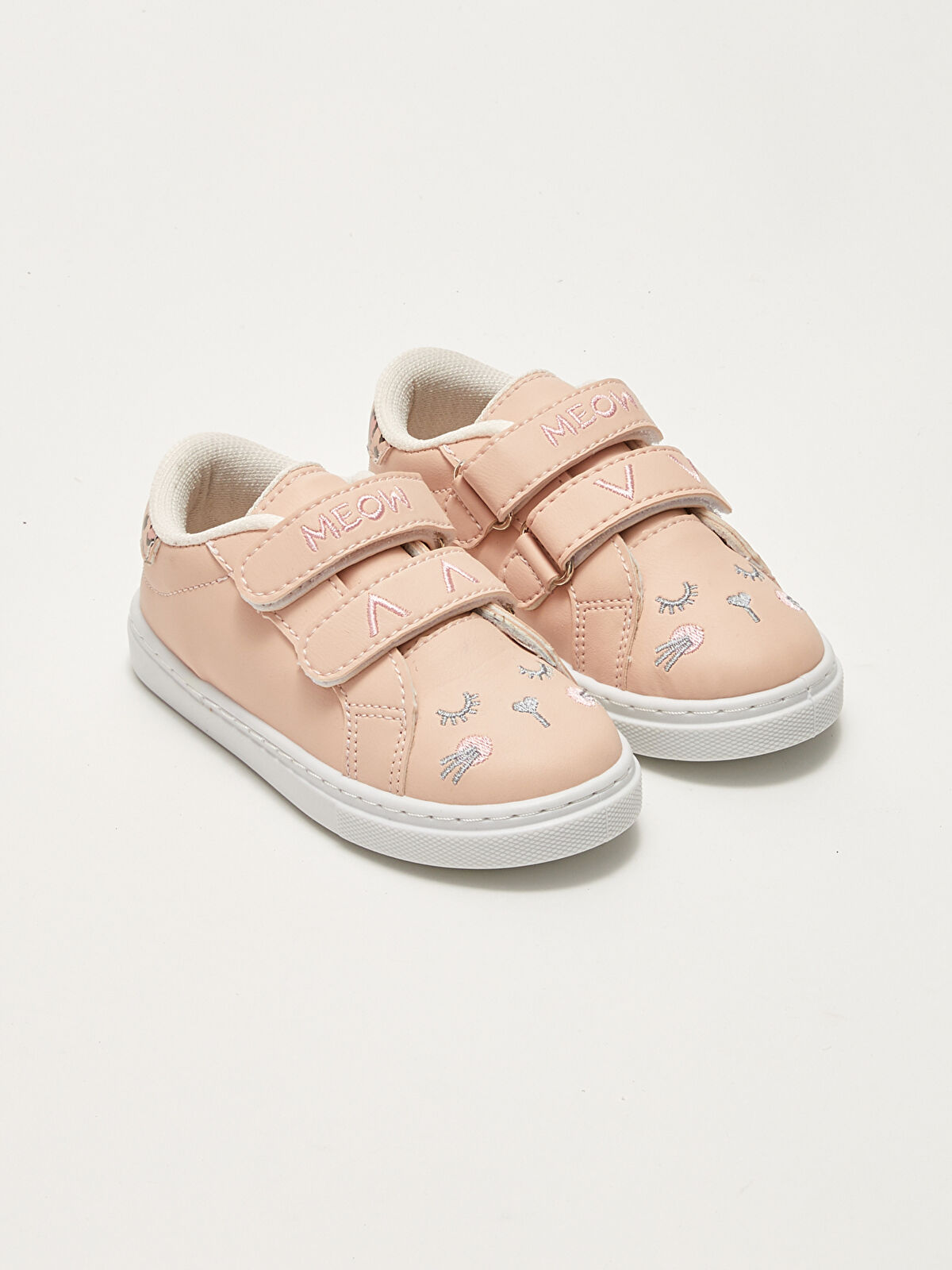 Nakış Detaylı Cırt Cırtlı Kız Bebek Spor Ayakkabı