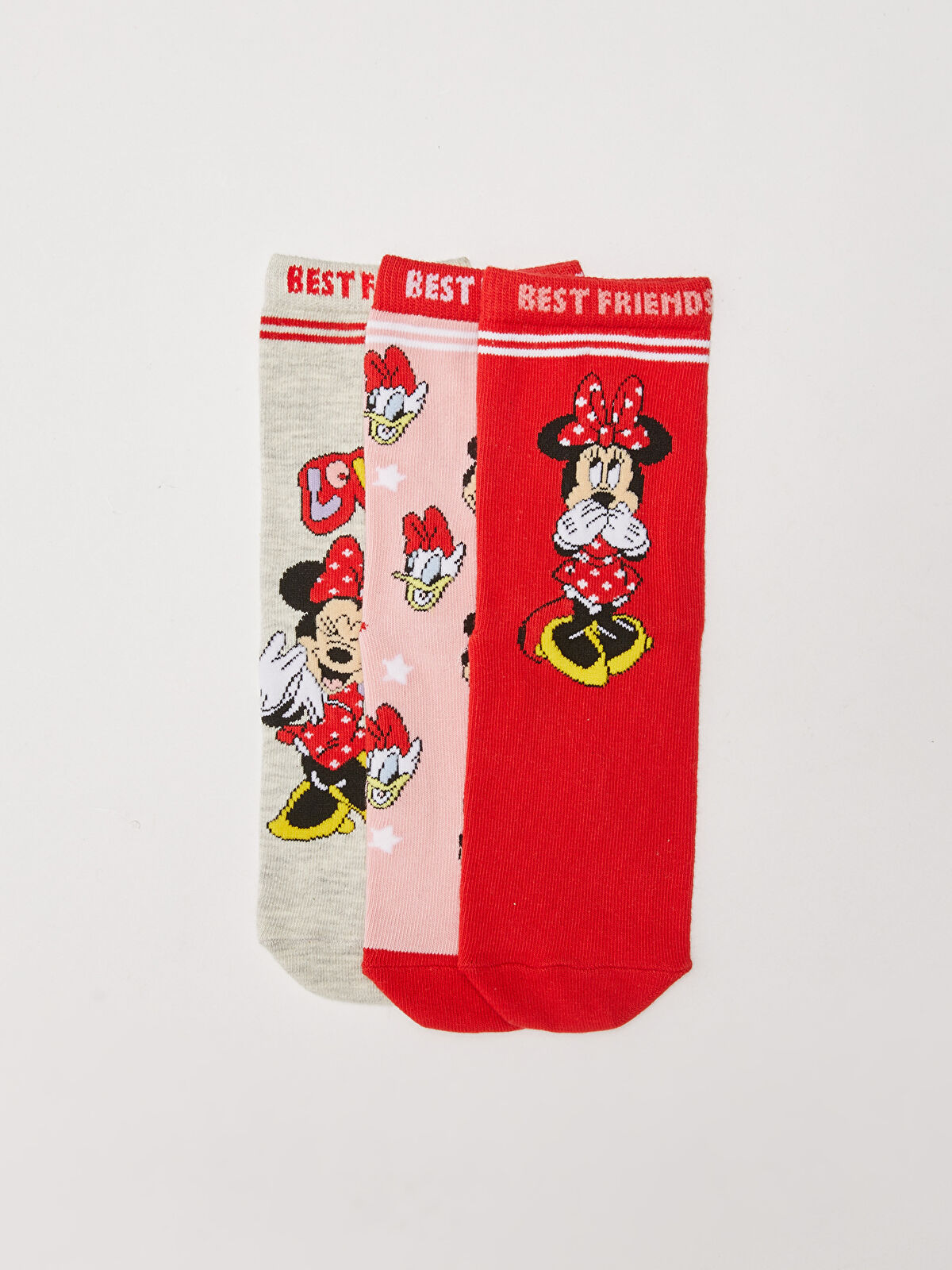 Minnie Mouse Desenli Kız Çocuk Soket Çorap 3'lü