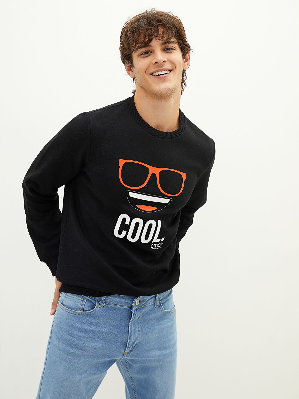 LCW Casual Emoji Baskılı Bisiklet Yaka Uzun Kollu Sweatshirt