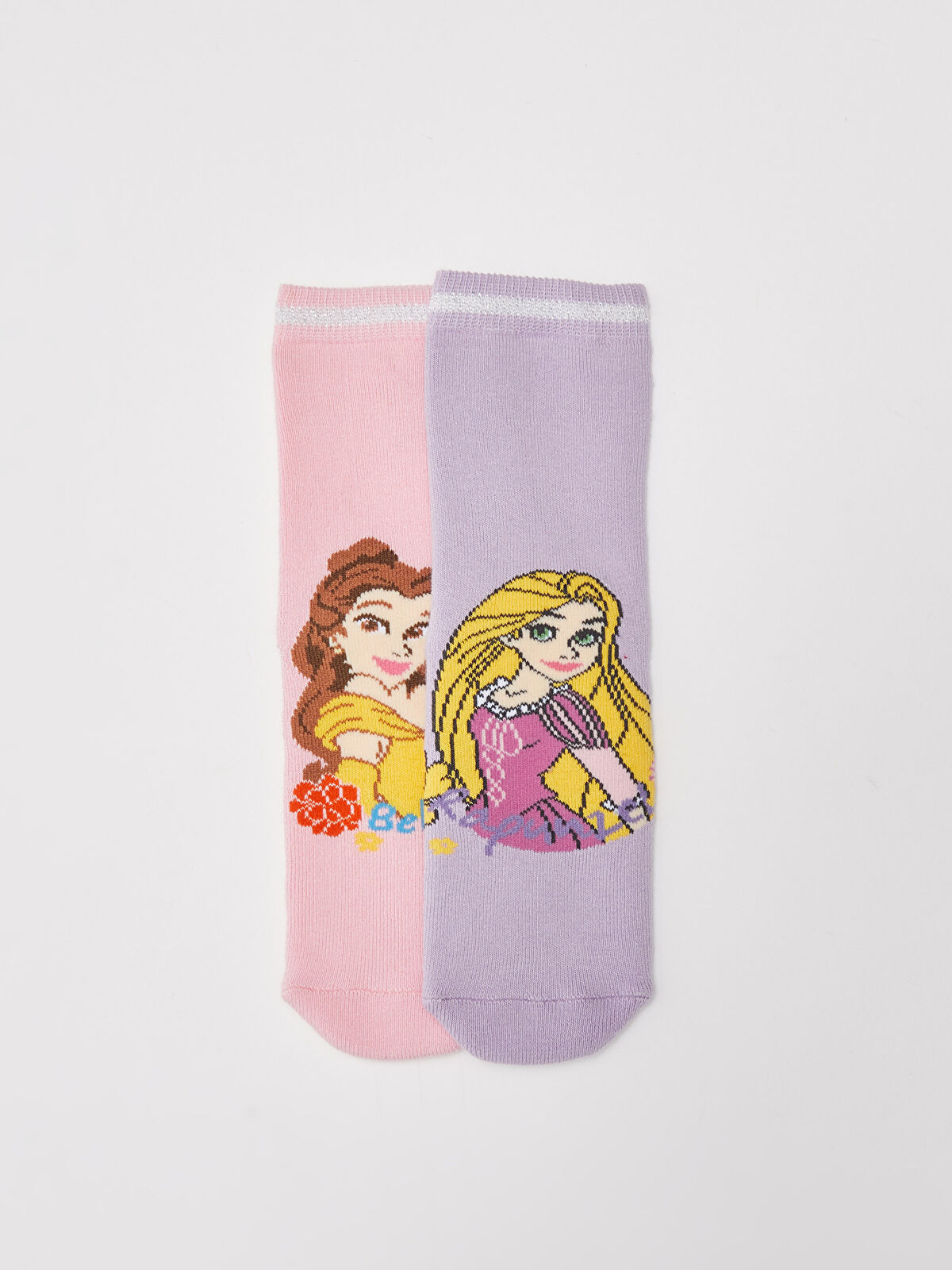 Princess Desenli Kız Çocuk Soket Çorap 2'li Princess Desenli Kız Çocuk Soket Çorap 2'li