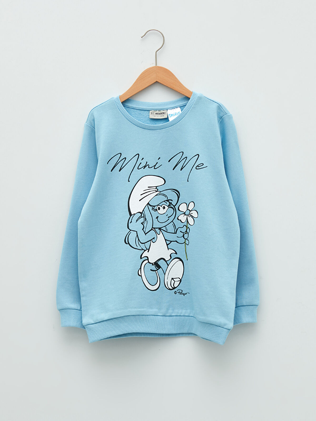 Bisiklet Yaka Şirine Baskılı Uzun Kollu Kız Çocuk Sweatshirt