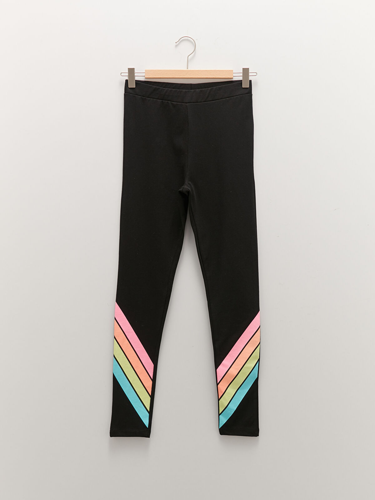 Beli Lastikli Çizgili Pamuklu Kız Çocuk Uzun Tayt