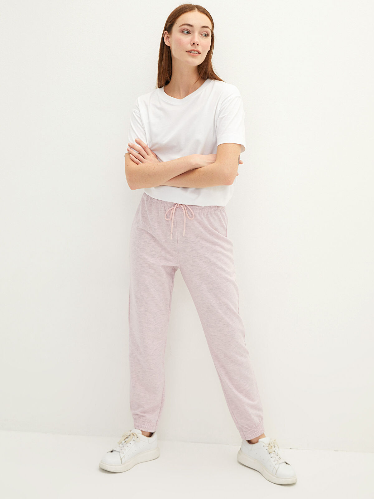 LCW BASIC Beli Lastikli Bağlama Detaylı Düz Kadın Jogger Eşofman Altı